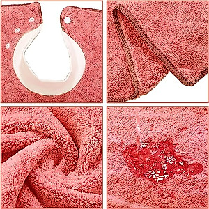 4 Pcs Full Coverage Baby Bib Absorbent Cotton Terry Towel Bib Terry Toddler Bibs with Ribbed Neck and Snap Button Baby Feeding Bibs for Boys Girls