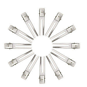Twdrer 100PCS Hairdressing Double Prong Pin Curl Clips, Setting Section Clips for Hair Bows, Extensions, Salon, Barber, Stylist (1.8", Silver)