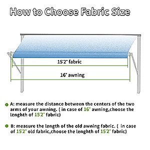 RVMATE 16FT RV Awning Fabric Replacement with Awning Anchor Kits & Pull Tension Strap, Blue Fade