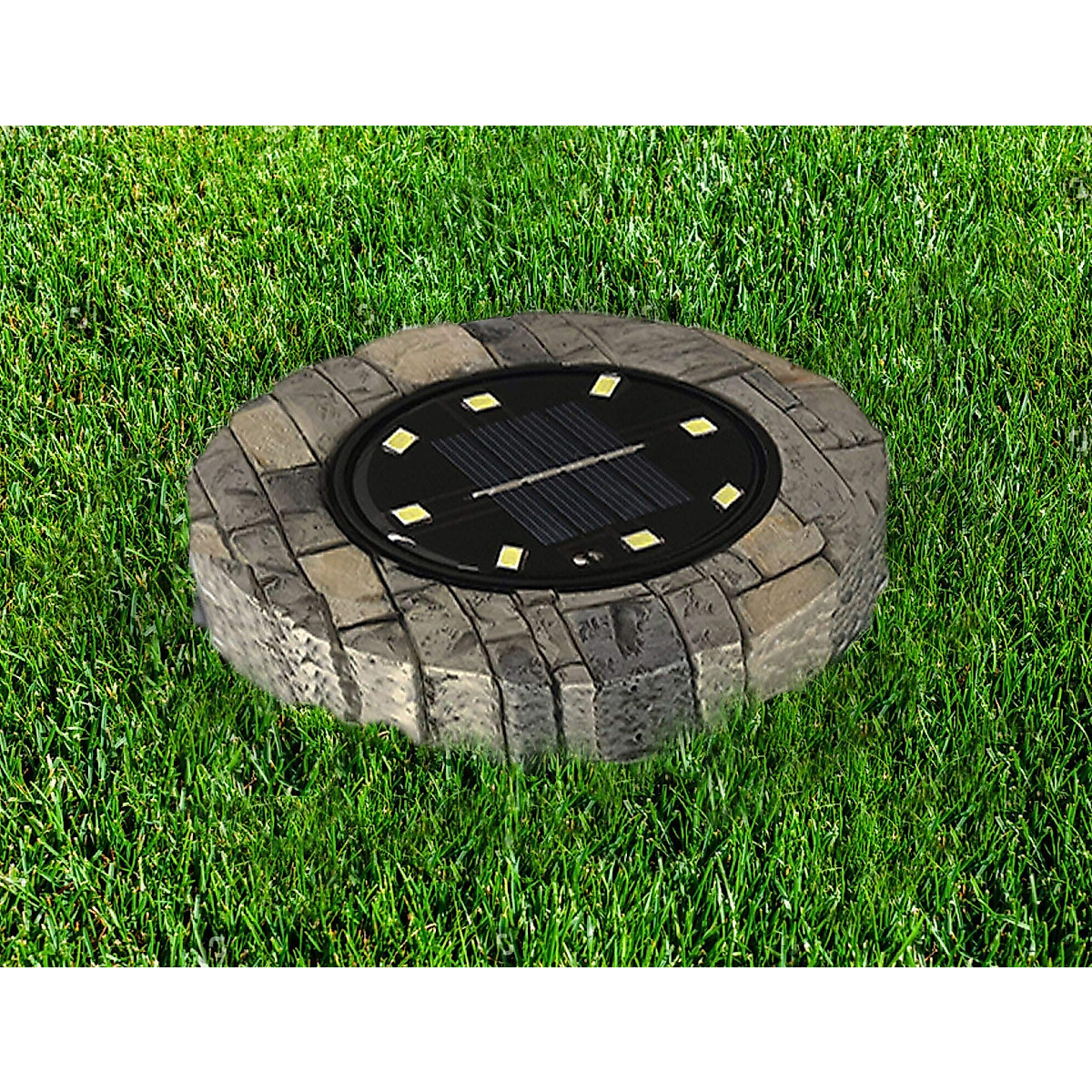 Bell+Howell Disk Lights Stone 8-Bulb Auto On/Off Outdoor Camouflaged LED Lighting As Seen On TV