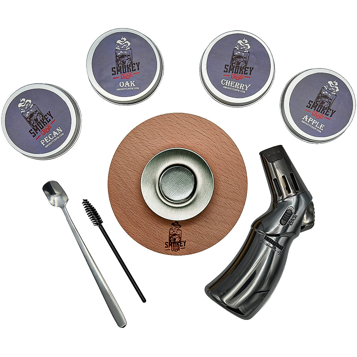 Smokey Crew Cocktail Smoker Kit with Butane Torch - Elevate Your Whiskey and Cocktail Experience - Gift for Him