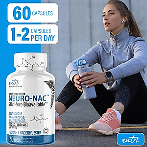 Nature's Fusions Neuro NAC Supplement N-Acetyl Cysteine Ethyl Ester - More Bioavailable Than NAC 600 mg - Boost Glutathione 10x More Than Liposomal Glutathione - 60 Capsules