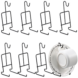 8 Pieces Tea Cup and Saucer Display Stand Holder Rack Coffee Mug Organizer Mug Display Black Tea Cup Holder Cup Stand for Display Cabinet Kitchen Living Room China Teacup Tray, 6.22 x 2.44 Inches