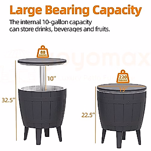 yoyomax Outdoor Cool, 10 Gallon Beer and Wine Furniture & Hot Tub Side Table, Beverage Cooler, Cocktail Bar for Patio, Pool, Party, Poolside, 10 Gallons, Black
