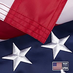 Pozoy American Flag 3x5 Outdoor Made in USA, Heavy Duty US United States Flags, The Best Embroidered Stars and Sewn Stripes, Brass Grommets, Longest Lasting Nylon American Flag 3x5 ft for Outside