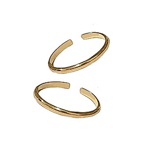 TOE RINGS & THINGS | Set of Two | 1mm Half Round Adjustable Toe Rings | Unisex (Gold Filled)