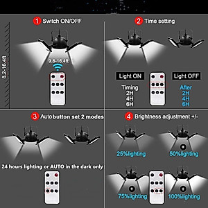 HULPPRE Solar Light Indoor&Outdoor with Remote Control,3-Leaf 60Leds Garage/Shed/Barn/Ceiling/Pendant Light for Home, Garden,Yard,Patio,Landscape