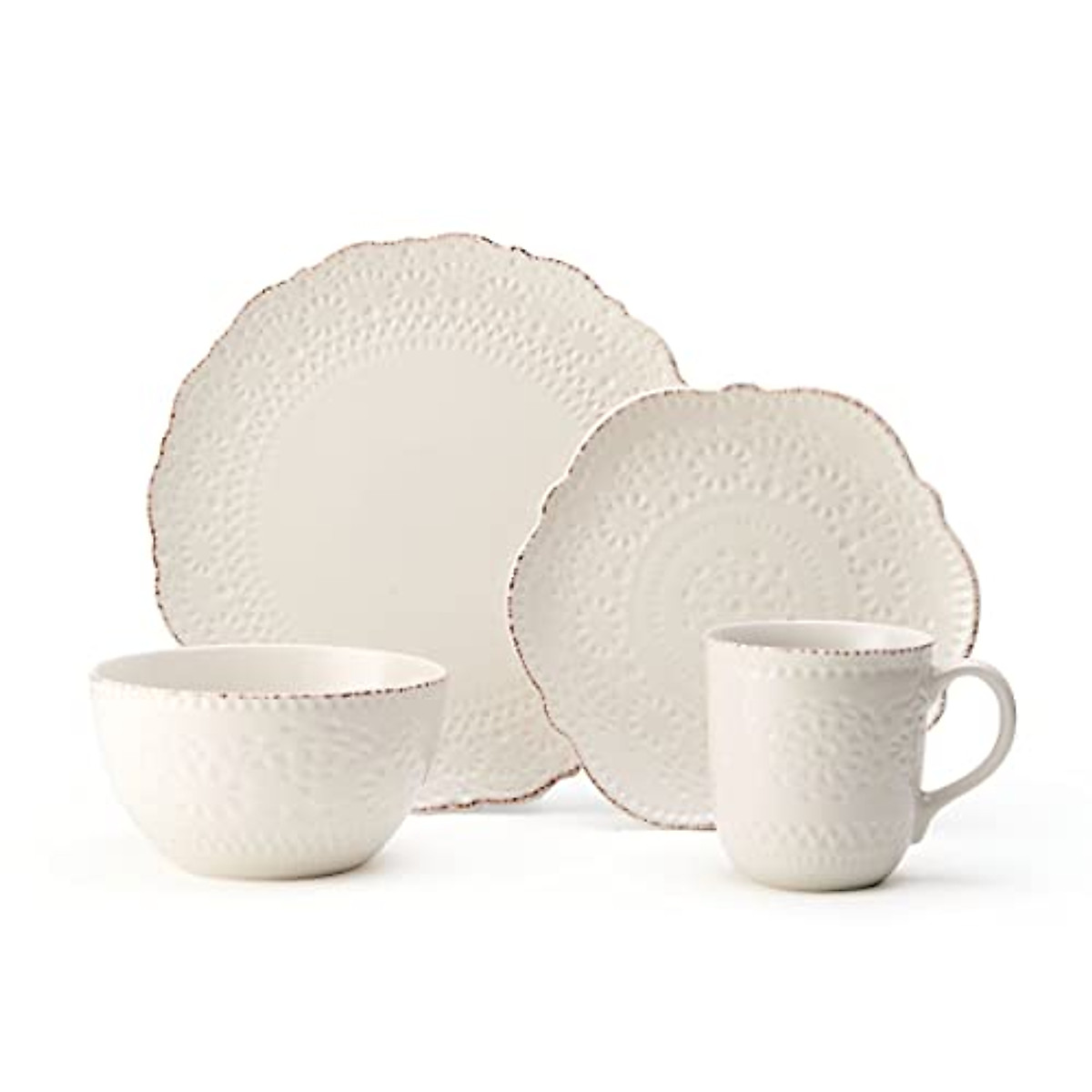 Pfaltzgraff Chateau Cream 16-Piece Stoneware Dinnerware Set, Service for 4, Off White