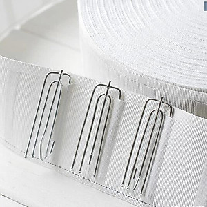 Mateda Stainless Steel Curtain Pleater Tape Hooks, 4 Prongs Pinch Pleat Hook ClipTraverse Pleater 4 End Hooks (60Pcs)