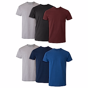 Hanes Men's Pocket T-Shirt Pack, Cotton Crewneck Pocket Tees 6-Pack, Moisture-Wicking Assorted 6-Pack