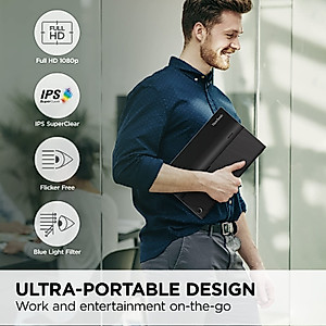 ViewSonic VA1655 15.6 Inch 1080p Portable IPS Monitor with a Built-in Stand, Mobile Ergonomics, USB C, Mini HDMI and Protective Case for Home and Office,Black