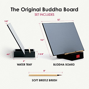 The Original Buddha Board Art Set: Water Painting w/ Bamboo Brush & Stand for Mindfulness Meditation – Inkless Drawing Board - Painting & Art Supplies – Ideal Relaxation Gifts for Women or Men