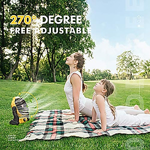 Camping Fan with LED Lantern, 10400mAh 9-Inch Rechargeable Outdoor Tent Fan, 270°Head Rotation, Stepless Speed and Quiet Battery Operated USB Fan for Picnic, Barbecue, Fishing, Travel