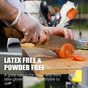 Amozife Clear Vinyl Exam Gloves, 4 Mil Powder & Latex Free Non-Sterile Disposable Gloves for Medical, Cooking, Cleaning, Food Prep, X-Large