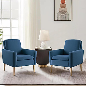 Lohoms Modern Accent Fabric Chair Single Sofa Comfy Upholstered Arm Chair Living Room Furniture Navy Blue