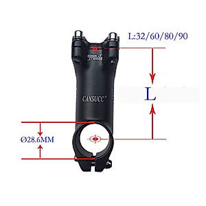 CANSUCC Aluminum Alloy Bike Stem, 25.4 × 60mm Mountain Bike Stem Bicycle Handlebar Stem Suitable for Bicycle, Road Bike, MTB Matt (Aluminum Alloy, Adjustable, Black)