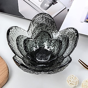 CALLARON Glass Containers Glass Japanese Bowls Flower Shaped Bowl Salad Mixing Bowl Crystal Fruit Candy Snack Bowl Decorative Appetizer Plates for Home Kitchen Tableware Terrarium