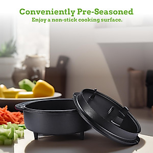 Nourished Essentials Cast Iron Dutch Ovens 6-Quart - Your Culinary Companion for Exceptional Creations - Durable and Efficient Cooking Tool - 14.3"x12.4"x7.8" - Black