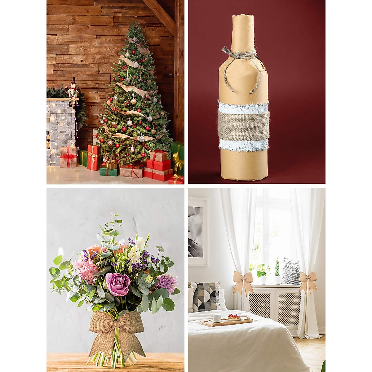 Mandala Crafts Green Burlap Wired Ribbon 2 Inches Wide Jute Ribbons for Crafts - 10 Yds Roll Rustic Burlap Wrap Trim Ribbons for Wreaths Bows Party Decoration