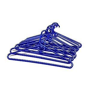 THE UM24 Set of 9 Heavy Duty Tubular Hangers Blue Jumbo Plastic Closet Organization Adult Coat Suit Cloth Hanger