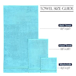 Elegant Comfort Premium Cotton 6-Piece Towel Set, includes 2 Washcloths, 2 Hand Towels and 2 Bath Towels, 100% Turkish Cotton - Highly Absorbent and Super Soft Towels for Bathroom, Aqua