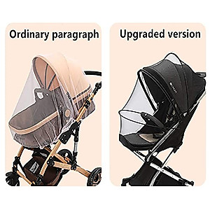 Mosquito Netting for Stroller, Encrypted Stroller Mosquito Net Full Cover, Stretchable Netting Breathable Folding Dual-Use Zipper Mesh Mosquito Net for Baby Car seat Cover (Black), XLXQ012