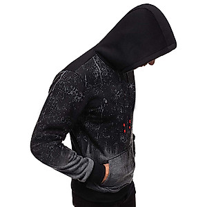 Maiyifu-GJ Pullover Long Sleeve Hoodies for Men Printed Slim Fit Gym Hooded Sweatshirt Casual Sports Hoodie With Kanga Pocket (Dark Grey,Large)