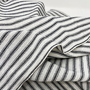 Medium Weight Black White Ticking Stripe Homespun Cotton Fabric by JCS - Sold by The Yard