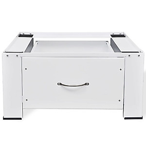 Tidyard Washing Machine Pedestal with Storage Drawer Drying Machine Pedestal Steel Dryer Stand White 24.8in x 21.3in x 12.2inx H