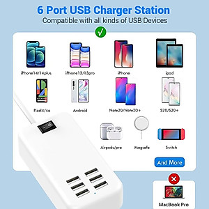 6 Ports USB Charger Hub Desktop US Plug AC Power Wall Travel Charging Adapter Slots Charging Station