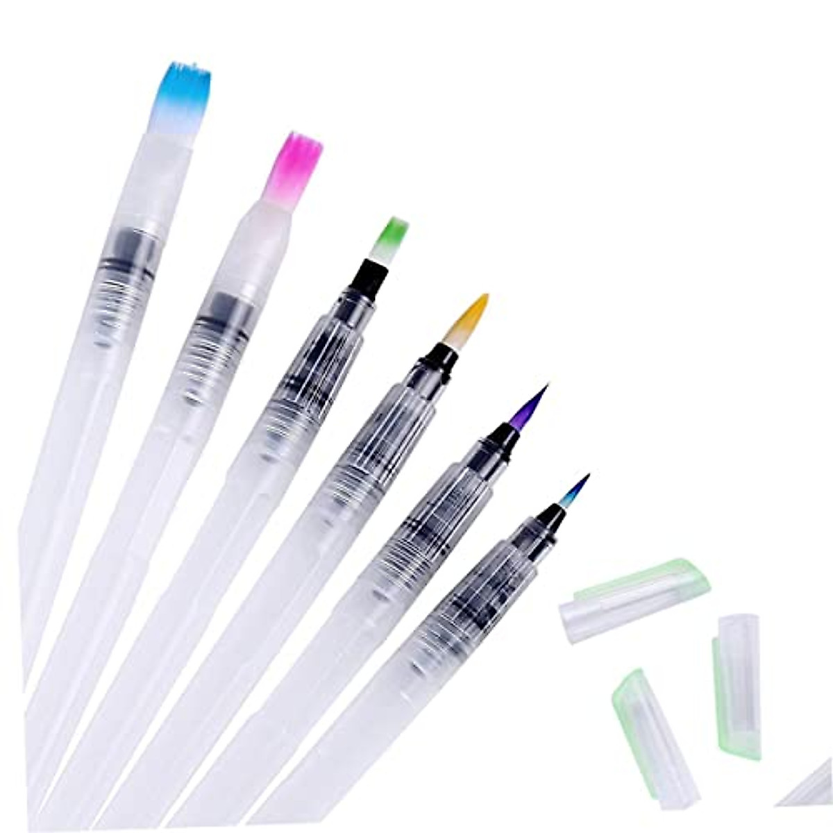 TEHAUX Water Brush Pen 9 Pcs White Ink Pen Set Water Brush Pen Water Soluble Colored Pencils Painting Pen Fountain Pen Flat Pen Colored Watercolor Brush Water Coloring Brush Pen