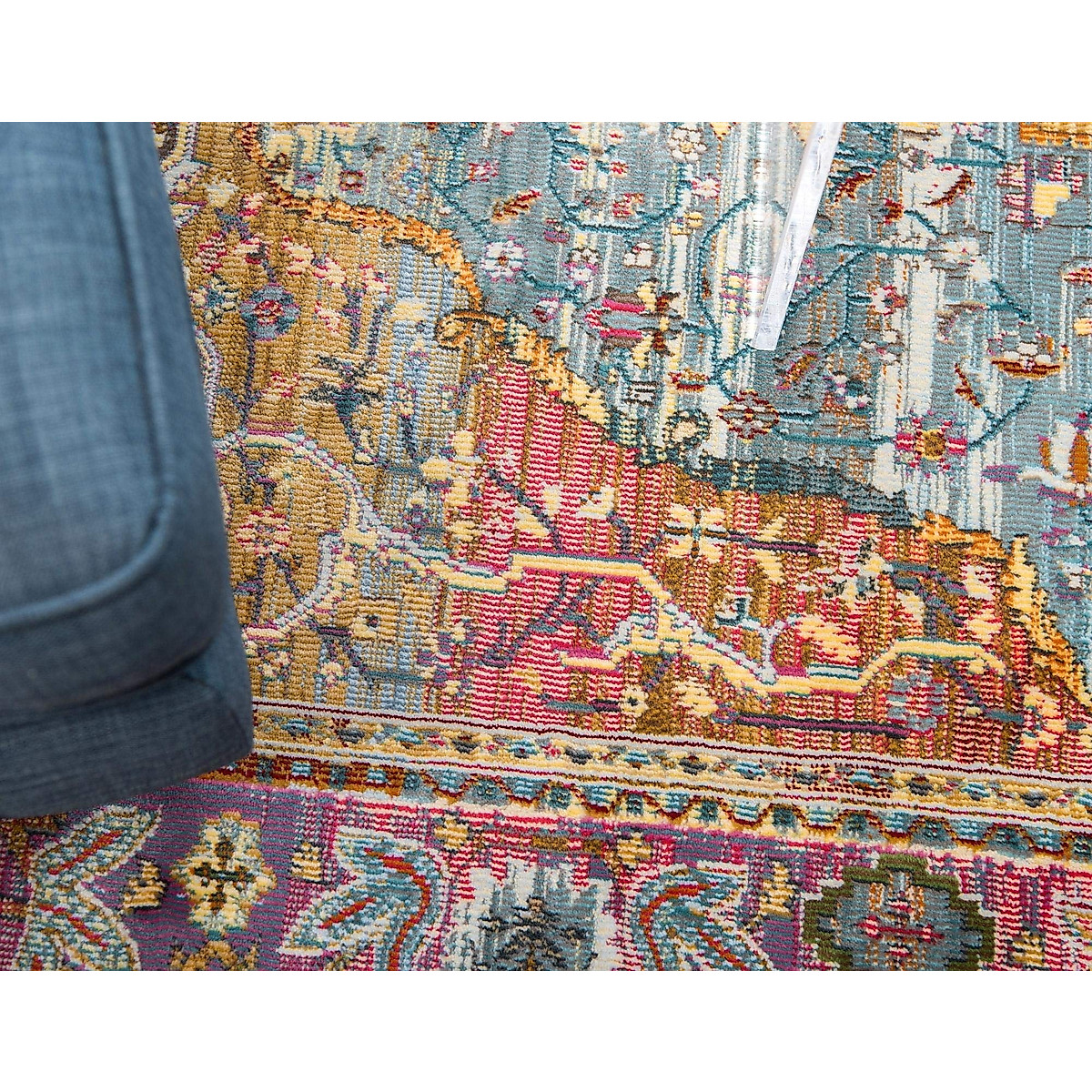 Unique Loom Baracoa Collection Area Rug - Miramar (5' 5" x 8' Rectangle, Light Blue/ Blue)