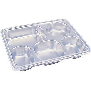 AIYoo 304 Stainless Steel Divided Plates with Lid for Adults Divided Dinner Tray 5 sections Bento Lunch Box Divided Food Containers