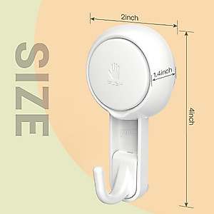 Marchpower Shower Suction Cup Hooks- 4 Pack Reusable Heavy Duty Vacuum Suction Hooks, Waterproof Bathroom Wall Bathtub Loofah Hooks, Strong Window Glass Wreath Hanger, Removable Kitchen Towel Holder