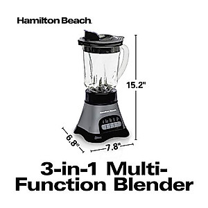 Hamilton Beach Blender and Food Processor Combo, Portable Blend-In Travel Cup, Shakes and Smoothies, 40oz Jar & 3-Cup Vegetable Chopper, Grey & Black (58163)