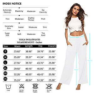 ZJCT Womens Yoga Sweatpants Comfy Loose Casual Wide Leg Lounge Joggers Pants with Pockets White M