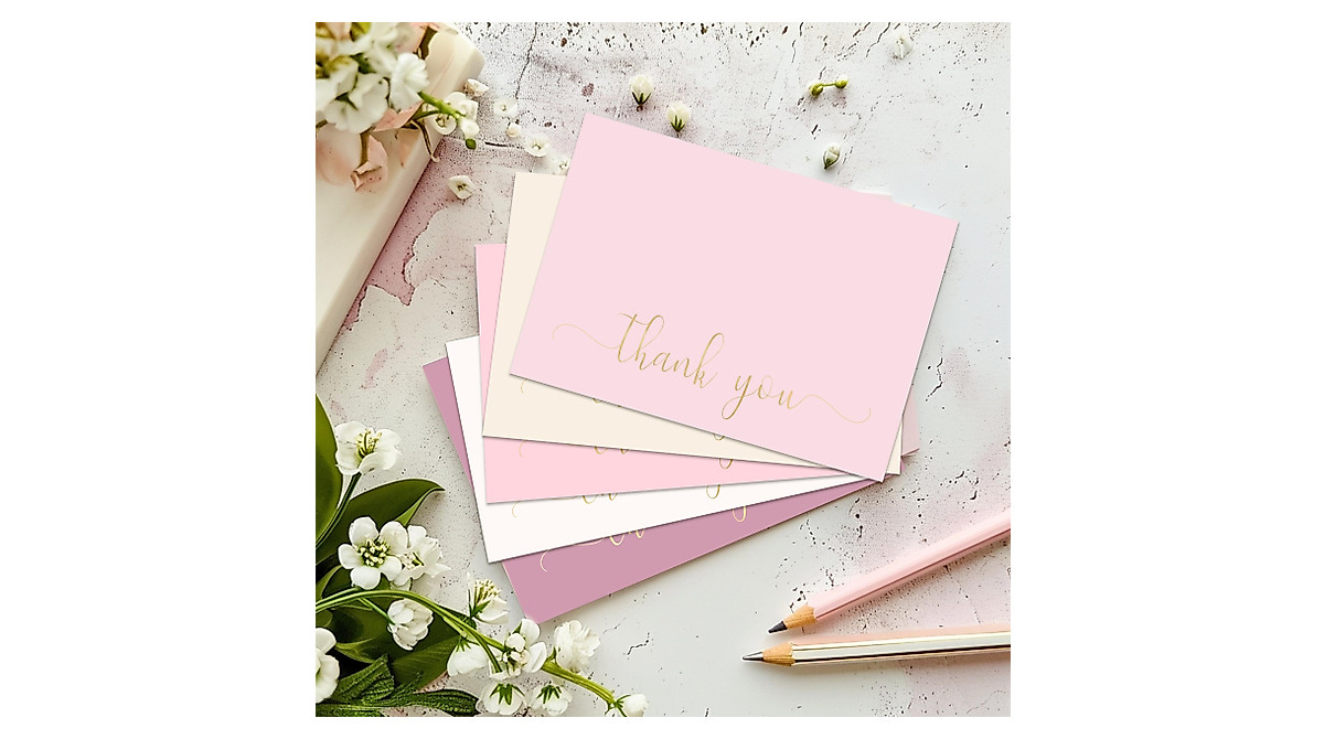 Elegant Pink Thank You Cards with Envelopes 20 Pack | Perfect for ...