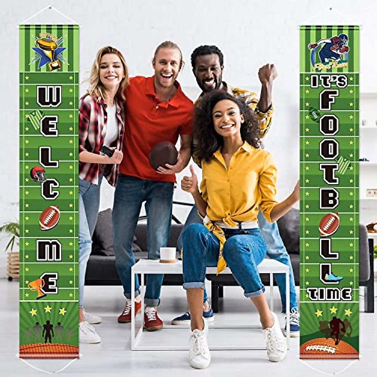 Football Party Banner Football Party Decorations Welcome Porch Sign for Football Theme Festival Birthday Baby Shower Decoration