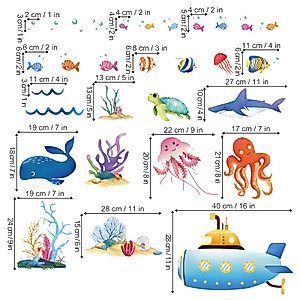 decalmile Under The Sea Wall Stickers Sailors Whale Fish Wall Decoration Bedroom Kids Baby Nursery Bathroom
