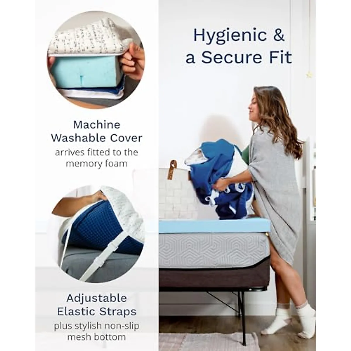 ViscoSoft 4 Inch Memory Foam Mattress Topper Twin XL - Select High Density Extra Long Ventilated Mattress Pad - Removable Bamboo-Rayon Cover