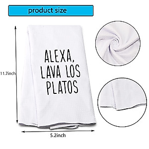 POFULL Spanish White Kitchen Towel Alexa Lava Los Platos Kitchen Towel Spanish Gift (Alexa Lava Los Towel)