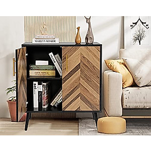 Likein Black Storage Cabinet with 2 Doors, Modern Sideboard Buffet Cabinet with Storage, Black Accent Storage Cabinet with Doors & Adjustable Shelves for Living Room, Office, Bedroom, Entryway