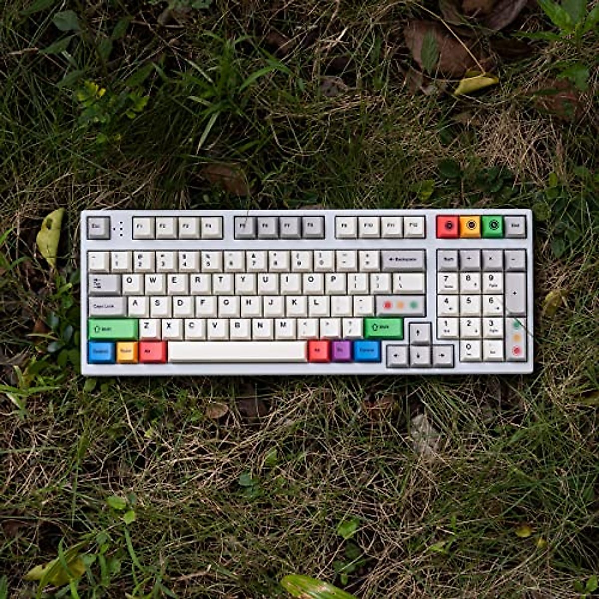 PBT Grey White Keycaps Set Cherry Profile 141 Keys Custom Dye-Sub Keyboard Keycaps for 60% 65% 70% 100% Cherry Gateron MX Switches Mechanical Keyboards