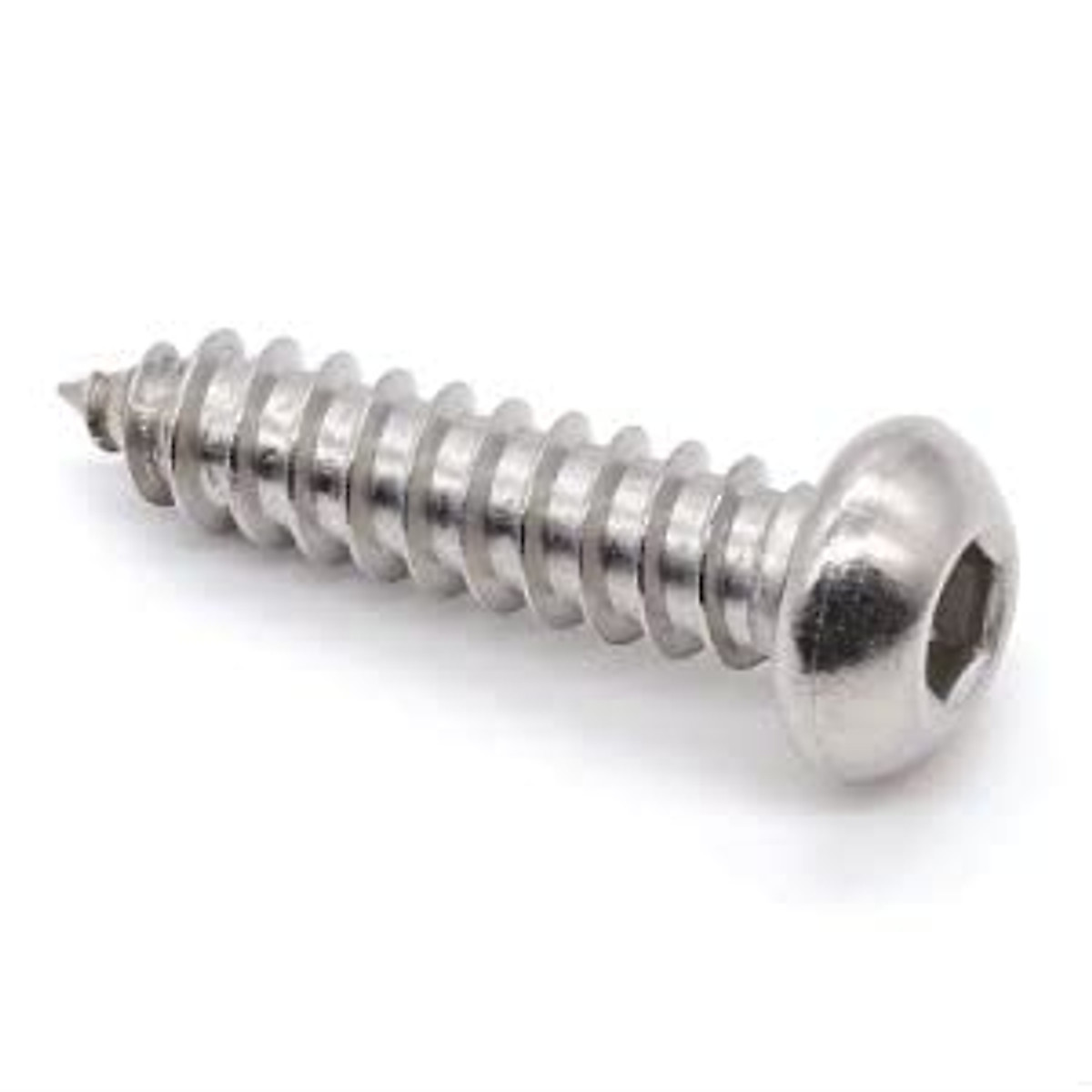 Glvaner (30 pcs) M6 x 16mm Button Head Socket Cap Self Tapping Screws 304 Stainless Steel 18-8 Wood Screws Sheet Metal Screws Full Thread Coverage