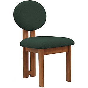 Meridian Furniture 489Green-C Napa Collection Mid-Century Modern Boucle Fabric Upholstered Dining Chair with Rich Green Boucle Fabric, Solid Wood, 17.5" W x 20.75" D x 35.75" H, Green, Set of 2