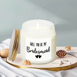 LAMIVEENLA Bridesmaid Gifts Scented Candle Lavender - Matron of Honor Gifts Gifts for Bridesmaids Matron of Honor Proposal Gifts Maid of Honor Proposal Gifts Soy Candle 4oz