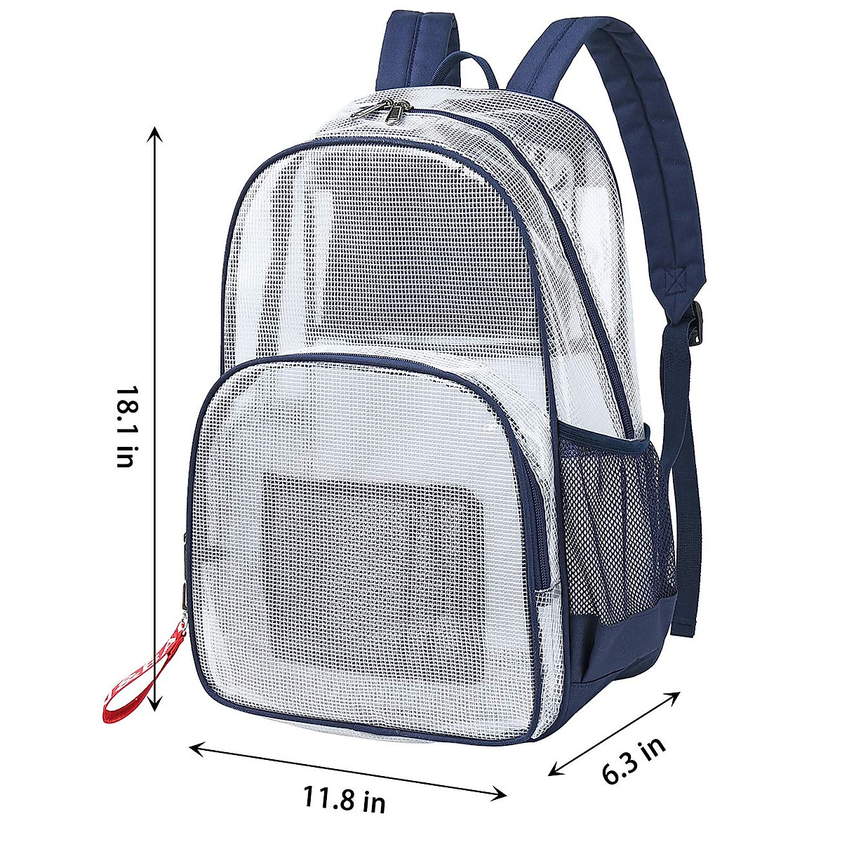 mygreen Heavy Duty Clear Bookbag Durable Plastic Transparent Clear Backpack for School Work Boy Men (Dark Blue, Large)