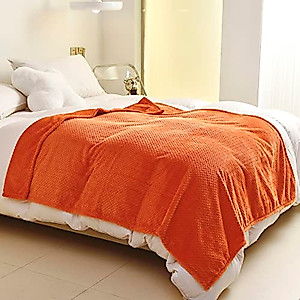 NEWCOSPLAY Super Soft Throw Blanket Premium Silky Flannel Fleece Leaves Pattern Lightweight Blanket All Season Use (Orange, Throw(50"x60"))