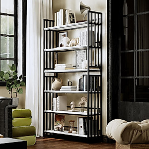 BUZUEY Bookshelf, 6 Tier Bookshelf,35.5 * 72in Tall Bookcase Shelf for CDs/Movies/Books, Home Office Bookcase Shelf Storage Organizer, Modern Book Shelf for Bedroom/Living Room/Home Office