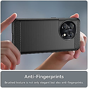 Osophter for Oneplus 11 Case: Oneplus 11 Phone Case with 2pcs Screen Protector Shock-Absorption Flexible TPU Rubber Protective Cover for Oneplus 11 5G(Black)